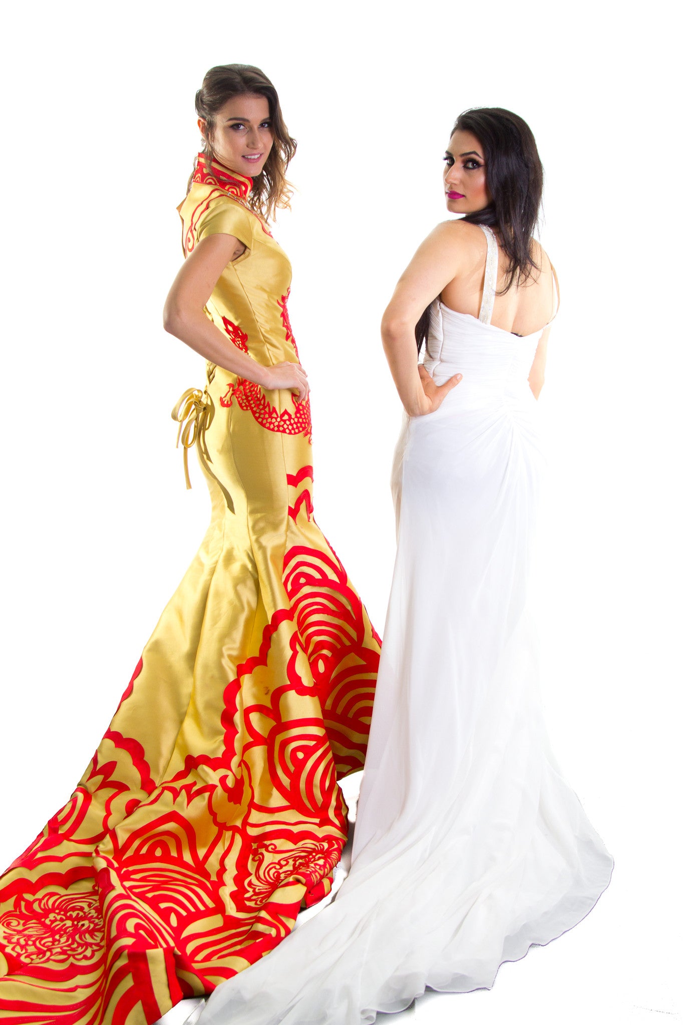 Golden Mermaid Qipao Dress. Cheongsam . Luxury Red Carpet Dresses EMQ1 ...