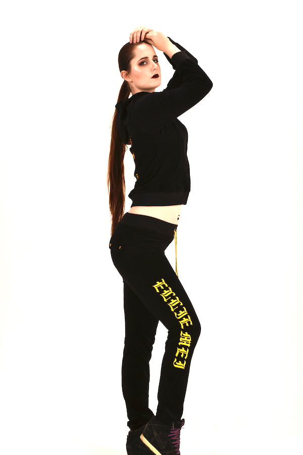 Black Tracksuit Sports Set Sparkle Dragon Embroidery EMW18001 – Ellie Mei